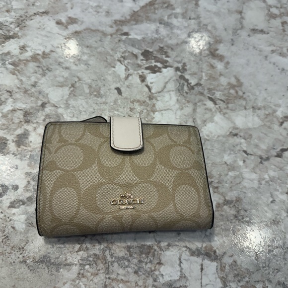 Coach | Bags | Authentic Coach Small Wallet Beige And White | Poshmark